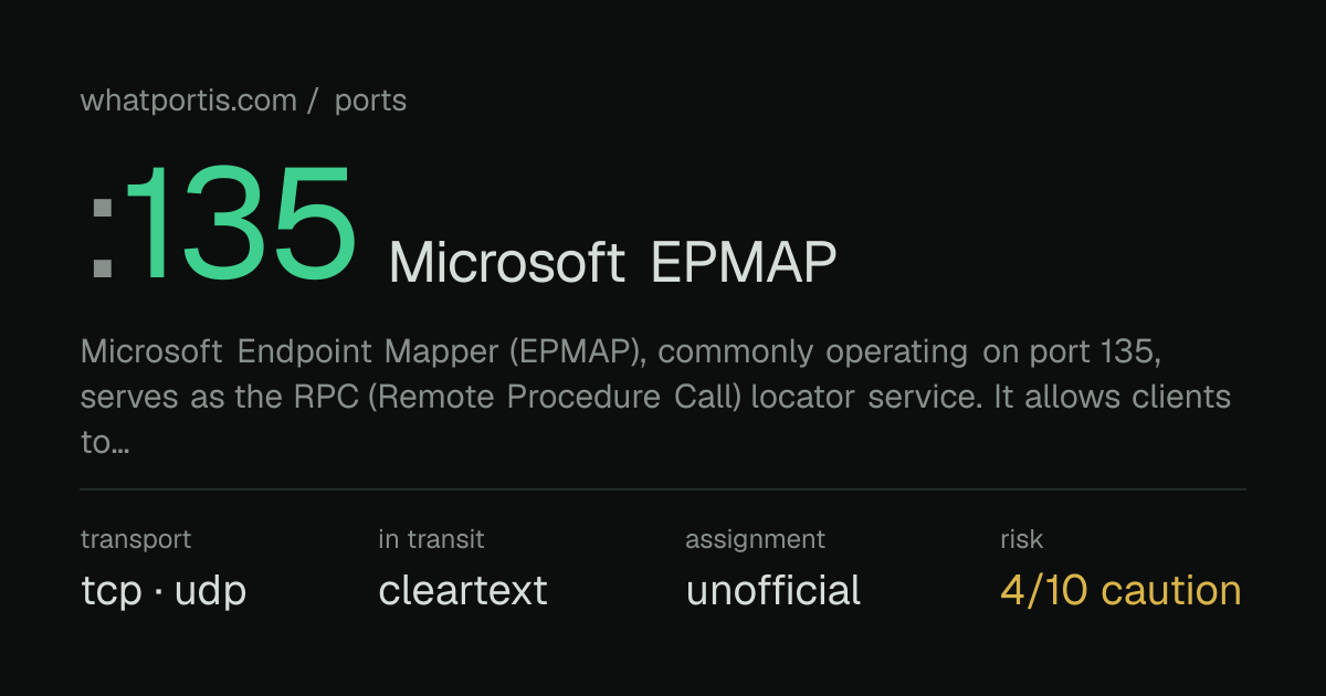 Microsoft EPMAP — Port 135 (TCP/UDP) | WhatPortIs